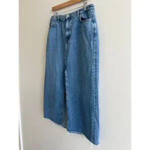 Primark Denim Co | Skirts | Denim Midi Skirt Light Wash Front Slit Raw ...